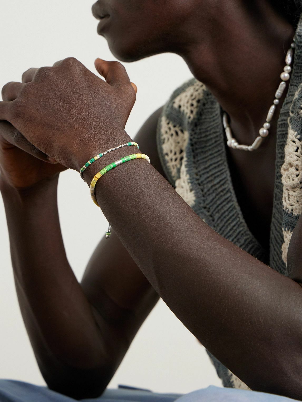 M. Cohen - Volta Sterling Silver and Enamel Beaded Bracelet - Green M.Cohen