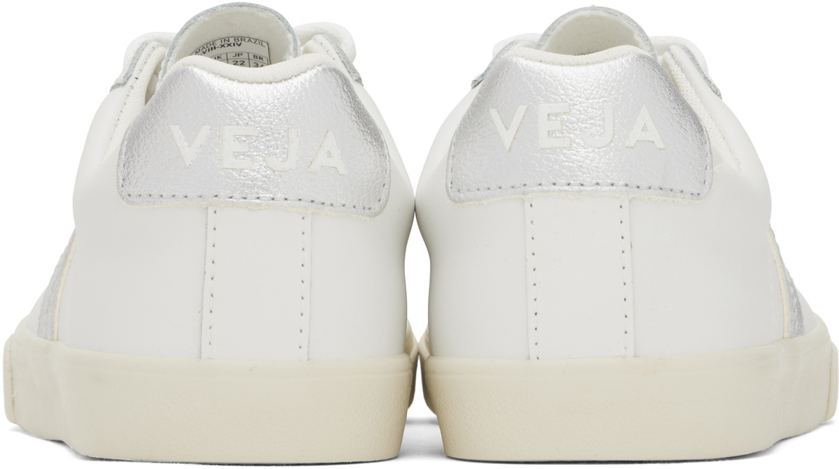 VEJA White & Silver Esplar Leather Sneakers VEJA
