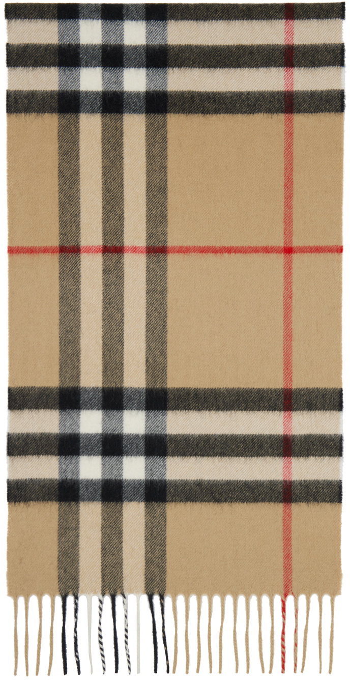 Burberry Beige Check Cashmere Scarf Burberry