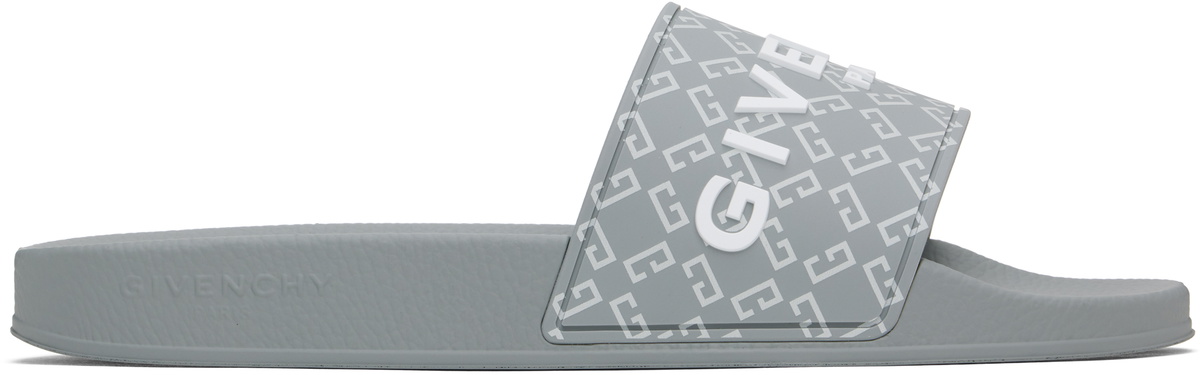 Givenchy Gray Monogram 72 Pool Slides Givenchy