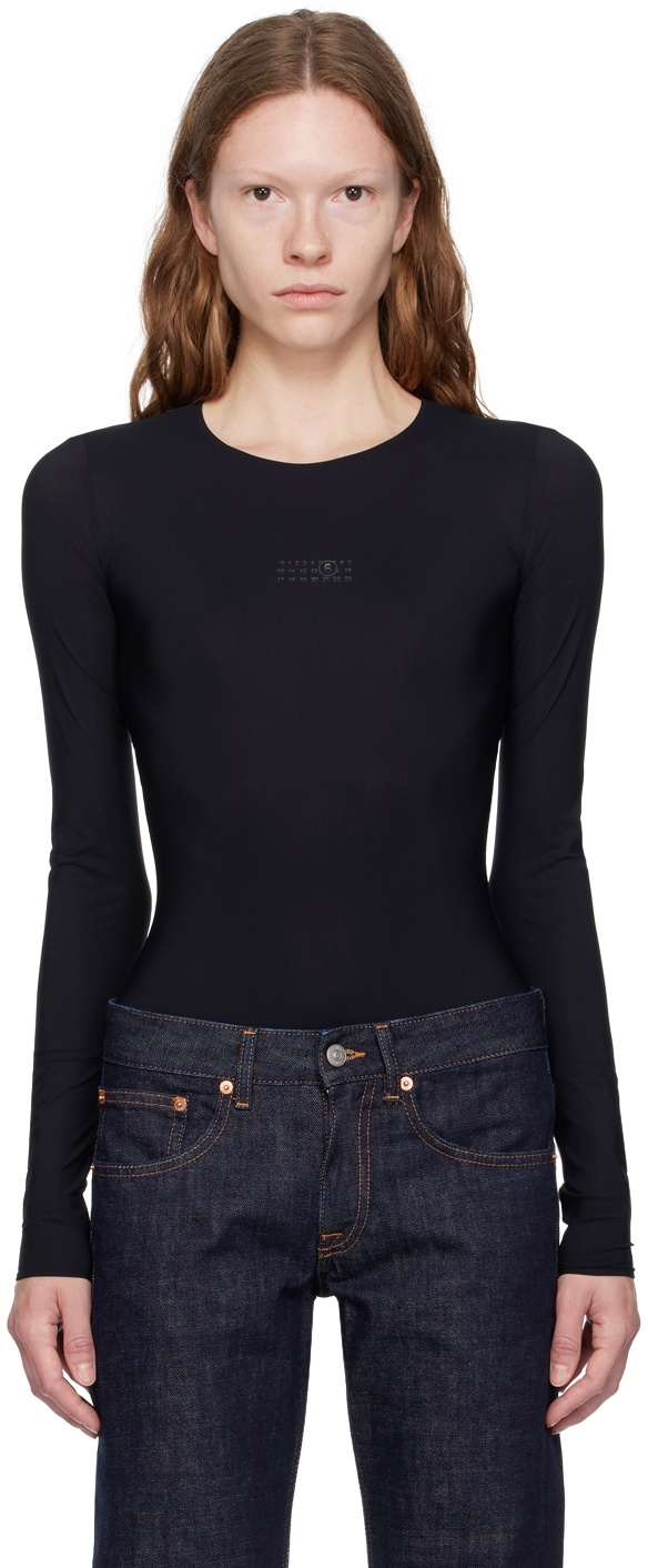 MM6 Maison Margiela Black Printed Bodysuit MM6 Maison Margiela