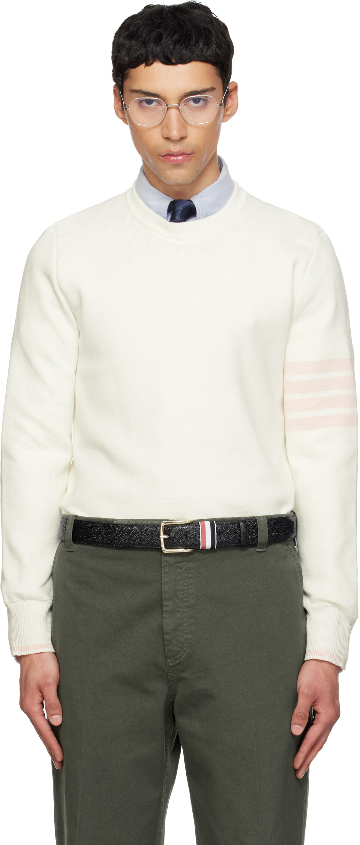 Thom Browne Off-White Milano Stitch 4-Bar Sweatshirt Thom Browne
