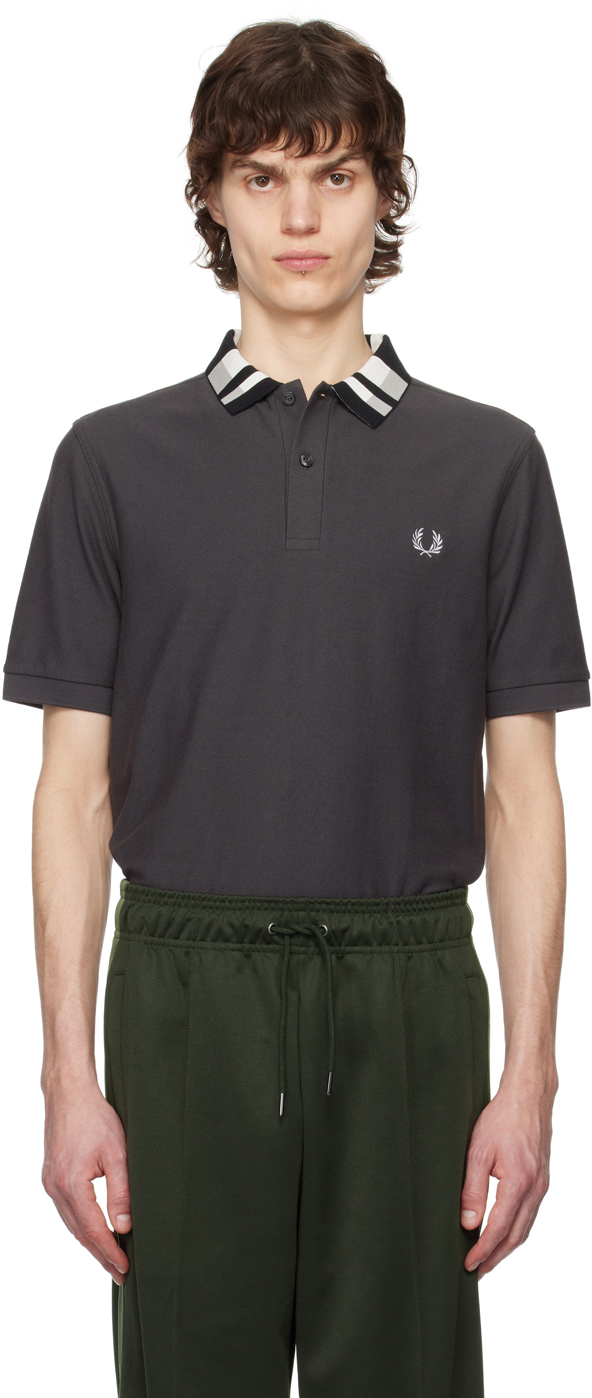 Fred Perry Gray Chequerboard Collar Polo Fred Perry