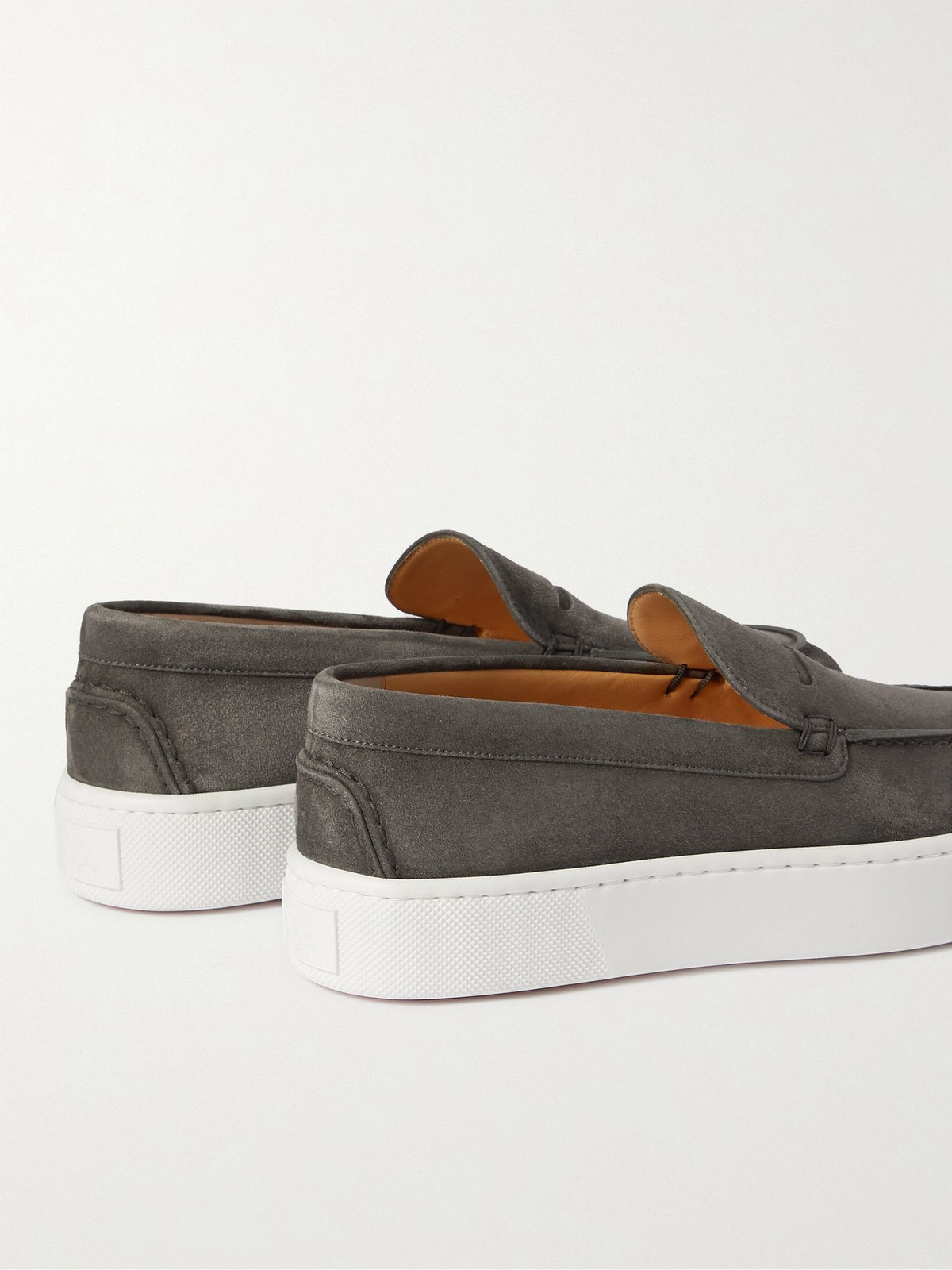 CHRISTIAN LOUBOUTIN - Paqueboat Suede Penny Loafers - Gray Christian ...