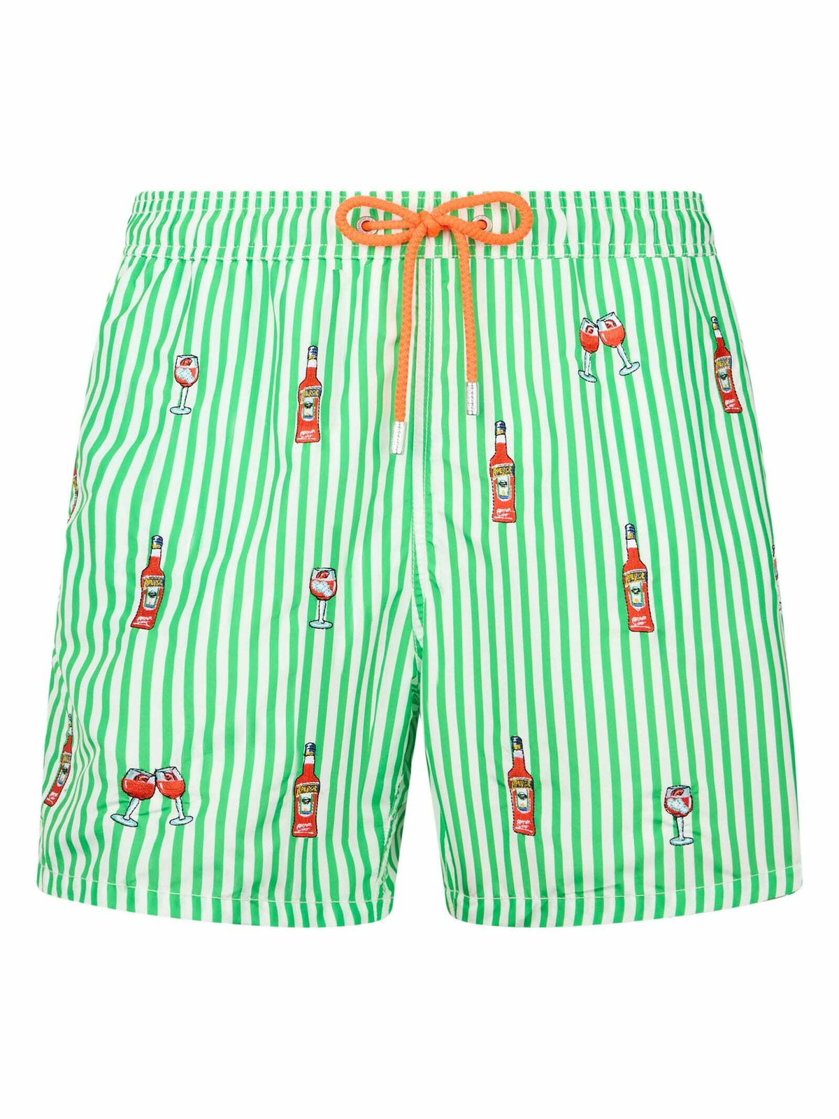MC2 Saint Barth Man Mid-length Striped Gustavia Swim-shorts With Aperol ...