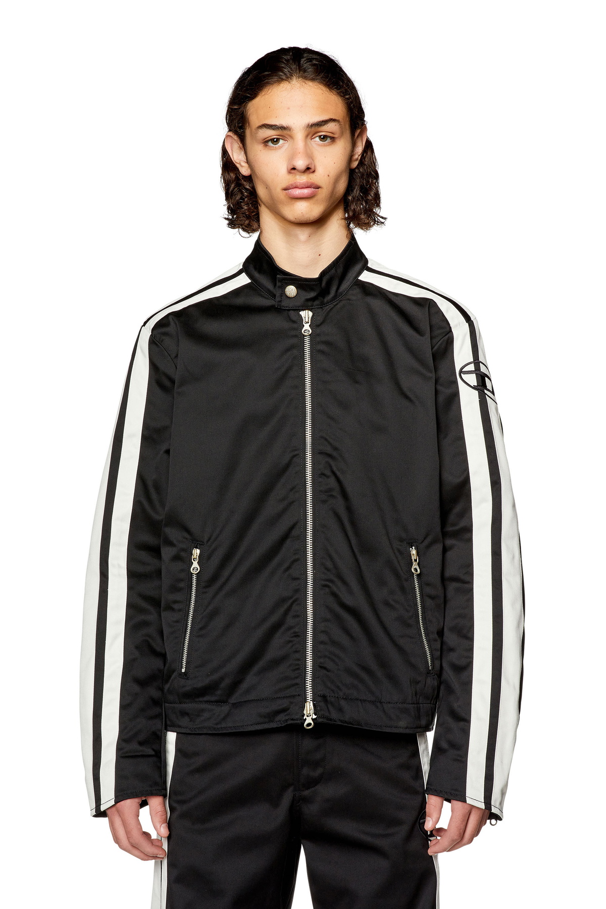 Diesel Biker jacket in padded cotton with bands - Jackets Mens in ...