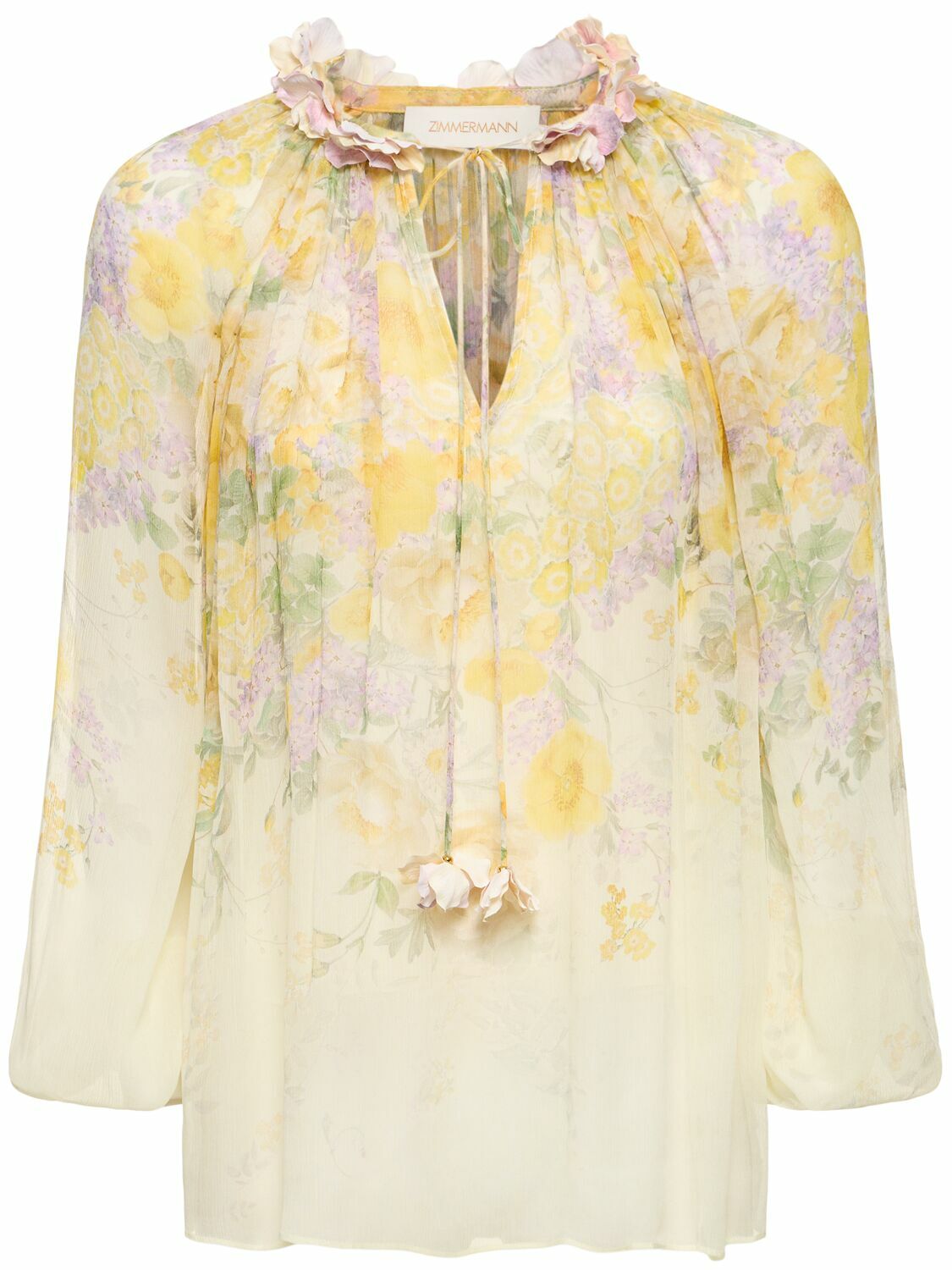 ZIMMERMANN Natura Floral Self-tie Viscose Blouse Zimmermann