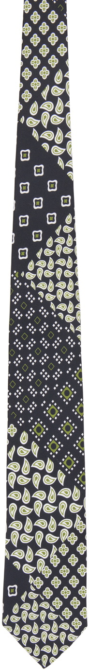 BEAMS PLUS Black Embroidered Tie Beams Plus
