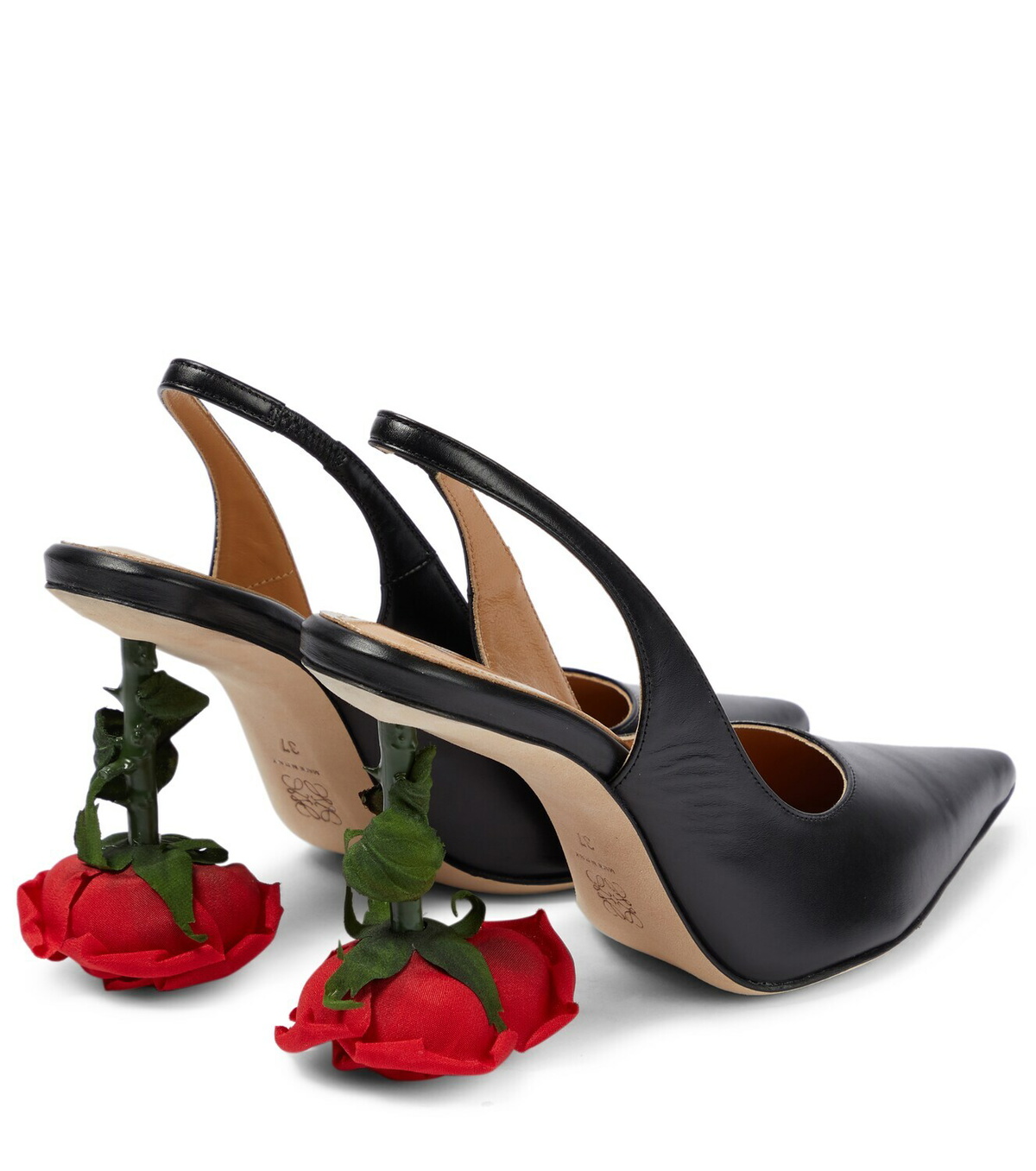 Loewe - Rose-heeled leather slingback pumps Loewe