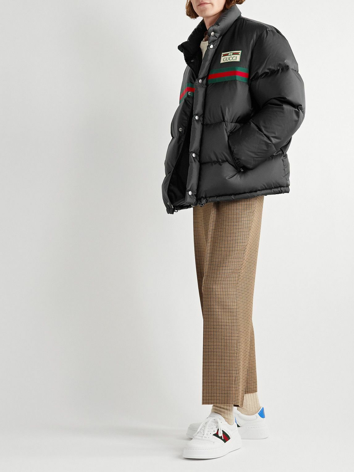 GUCCI - Logo-Appliquéd Striped Quilted Shell Down Jacket - Black Gucci