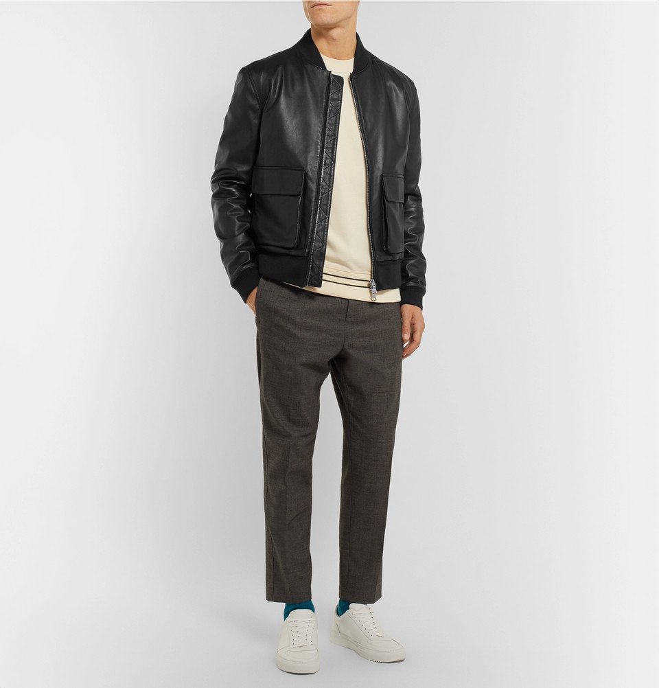 Mr P. - Leather Bomber Jacket - Men - Black Mr P.