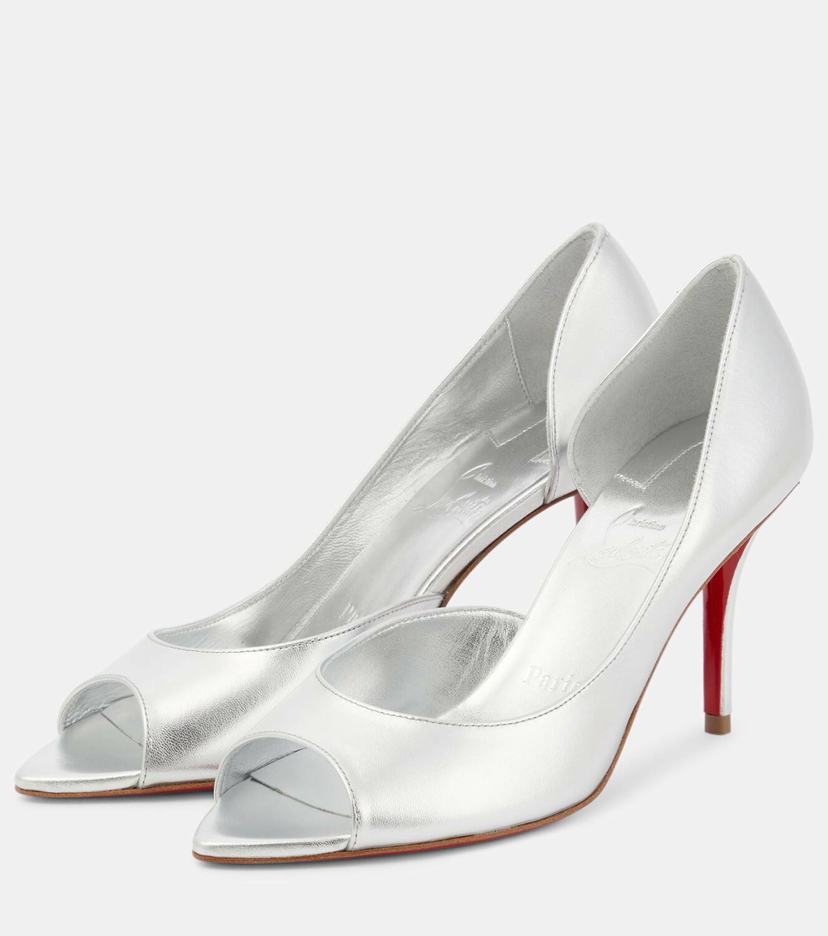 Christian Louboutin Open Apostropha 80 metallic leather pumps Christian ...