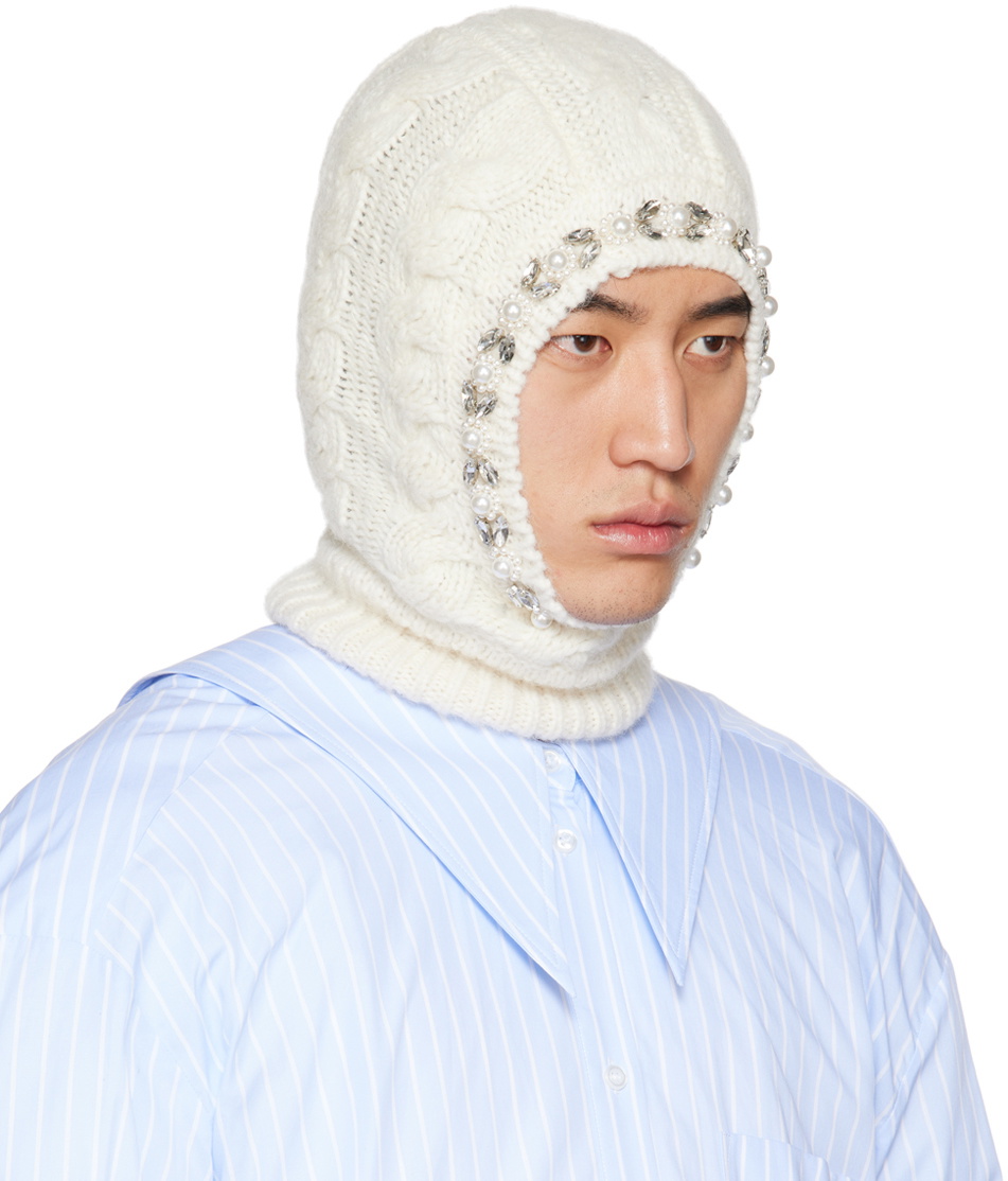 Simone Rocha SSENSE Exclusive Off-White Beaded Balaclava Simone Rocha