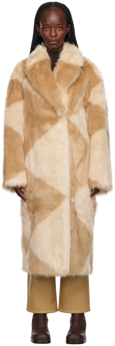 Stand Studio Beige Genevieve Faux-Fur Coat Stand Studio