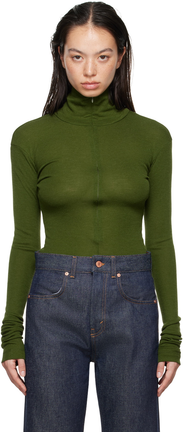 BITE Green Fine Wool Zip Sweater BITE