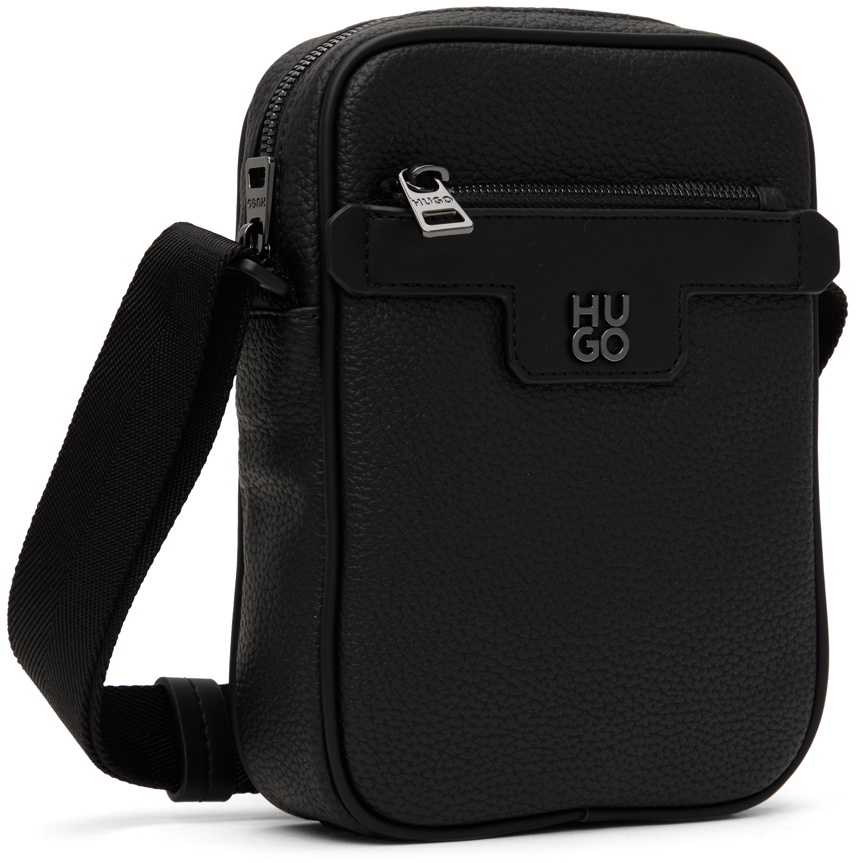 Hugo Black Grained Faux-Leather Reporter Bag Hugo Boss