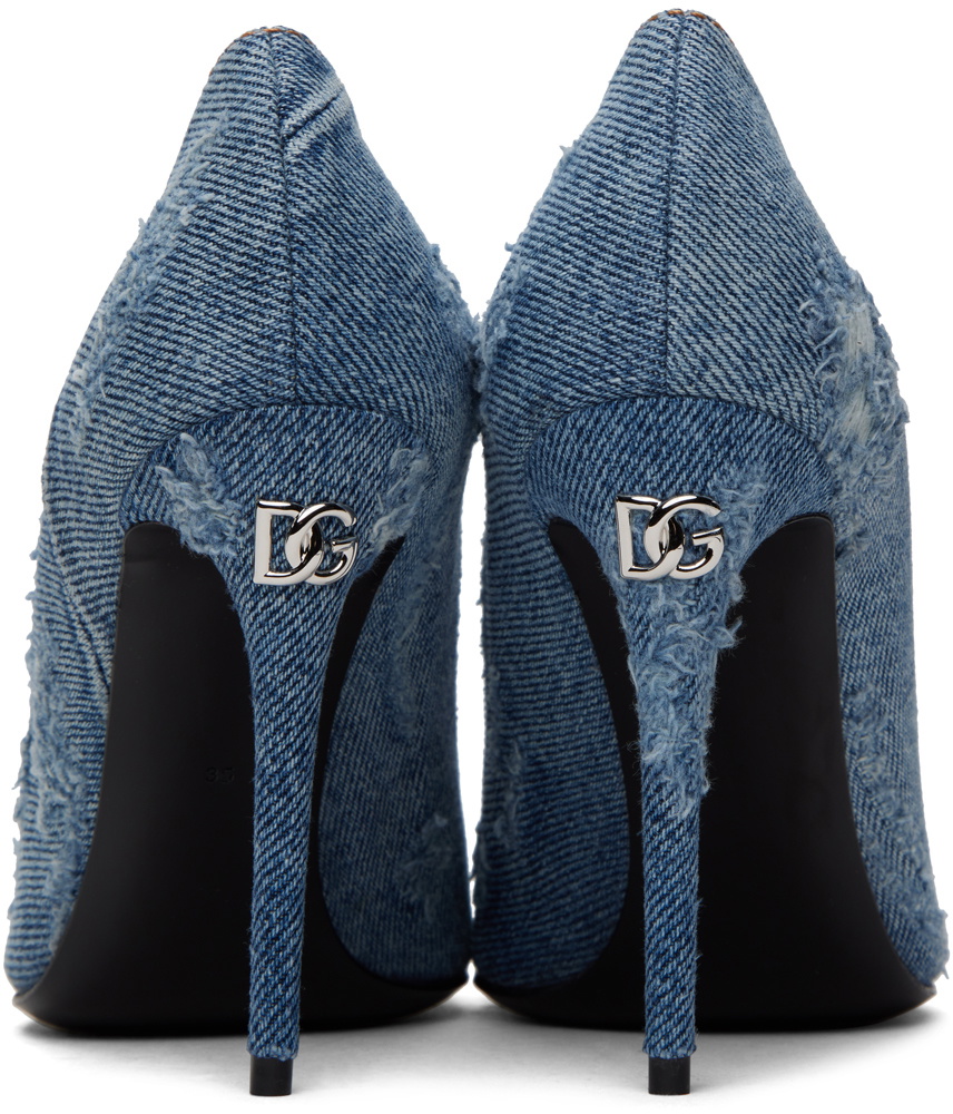 Patchwork Blue Jean Heels