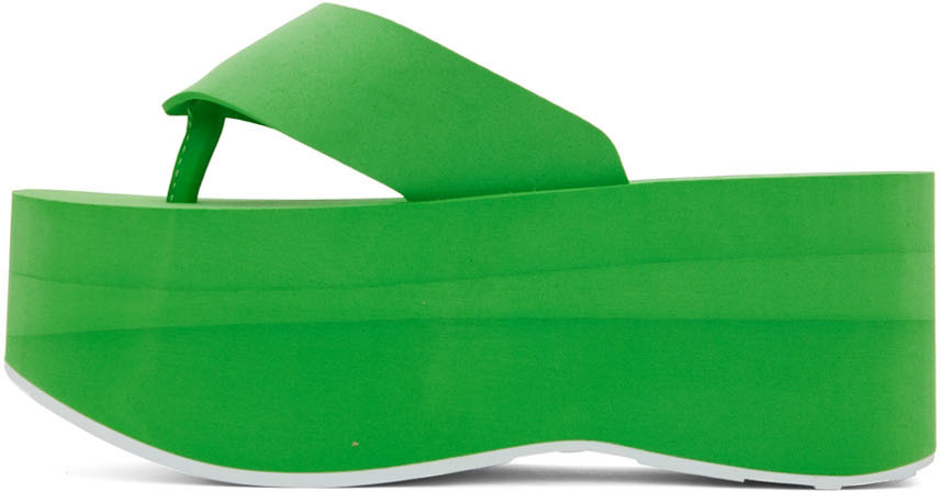 MSGM Green Rubber Platform Sandals MSGM