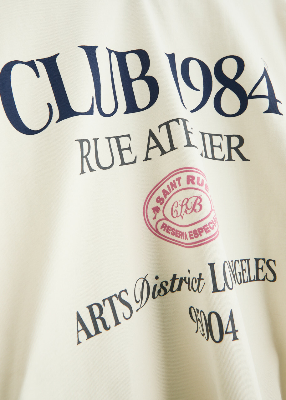 Club 1984 Art District Printed Cotton T-shirt Off White Club 1984