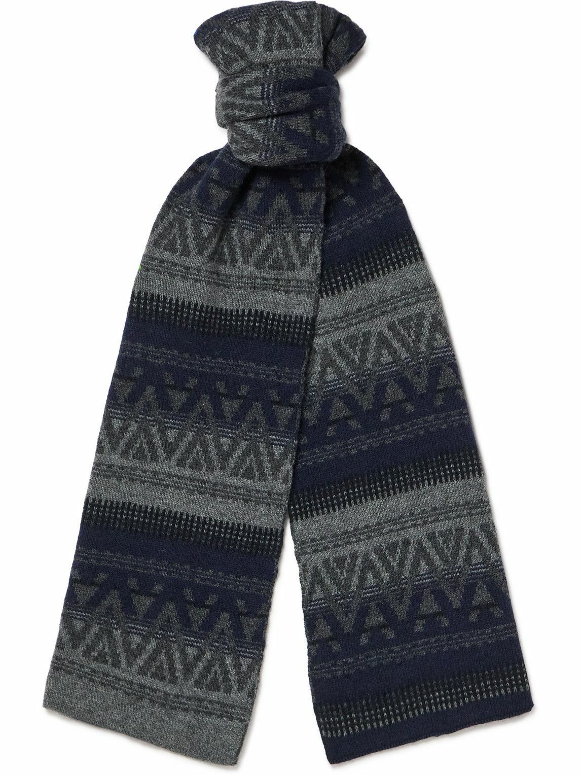 Johnstons of Elgin - Striped Jacquard-Knit Cashmere Scarf Johnstons of ...