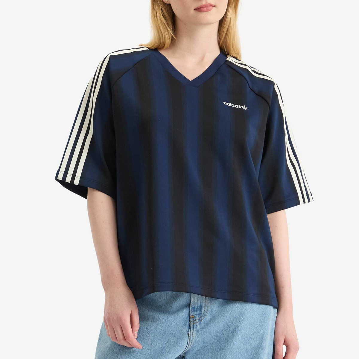 Adidas Women's Loose Linear T-Shirt in Night Indigo adidas