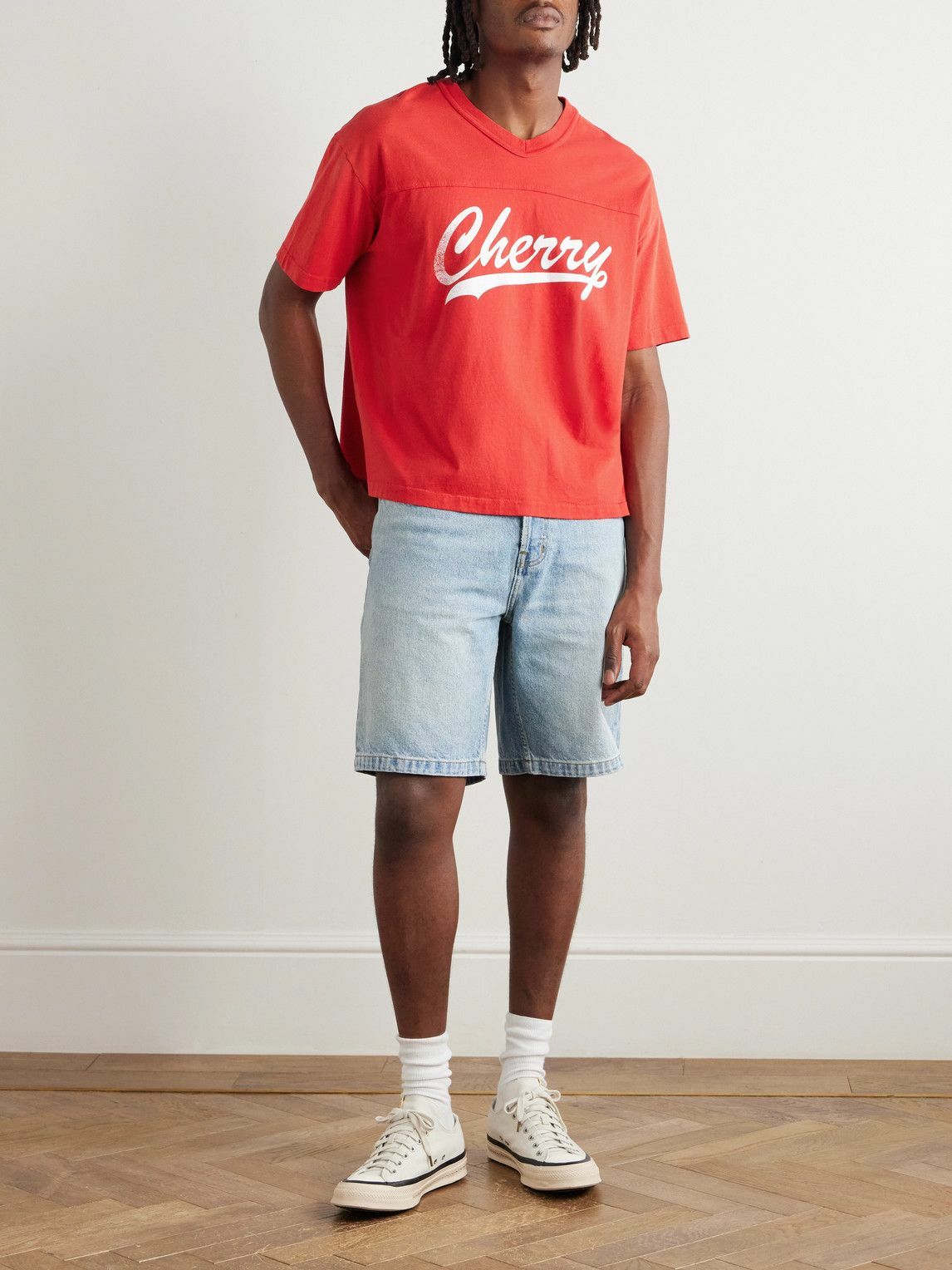 Cherry Los Angeles - Logo-Print Cotton-Jersey T-Shirt - Red CHERRY LA