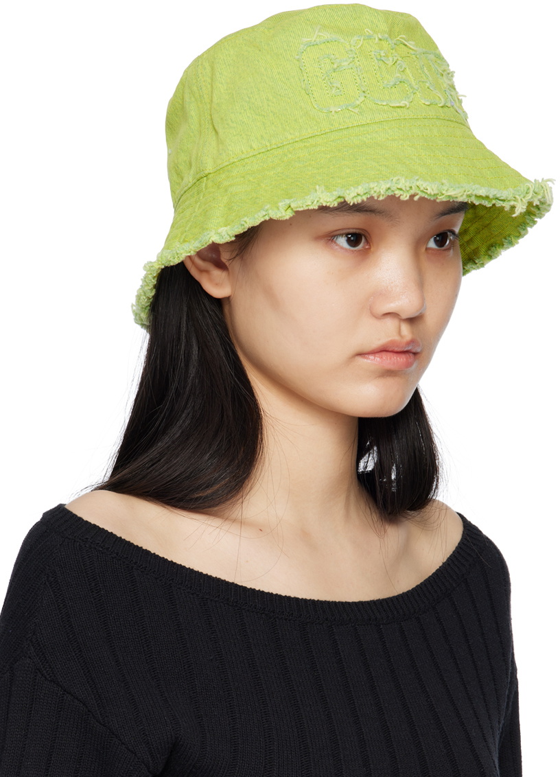 GCDS Green Distressed Bucket Hat GCDS