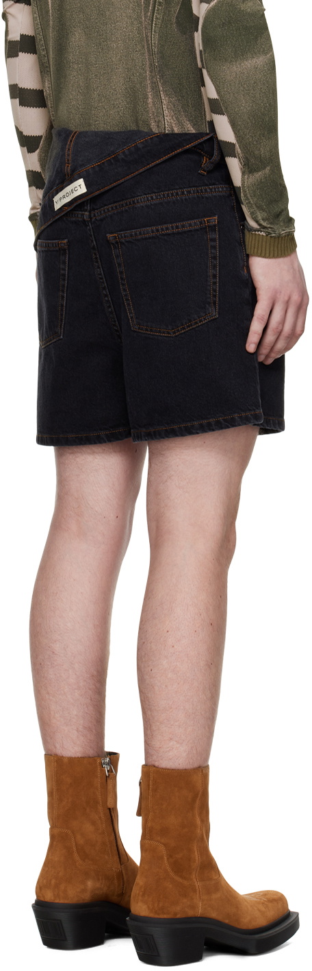 Y/Project Black Asymmetric Denim Shorts Y/Project