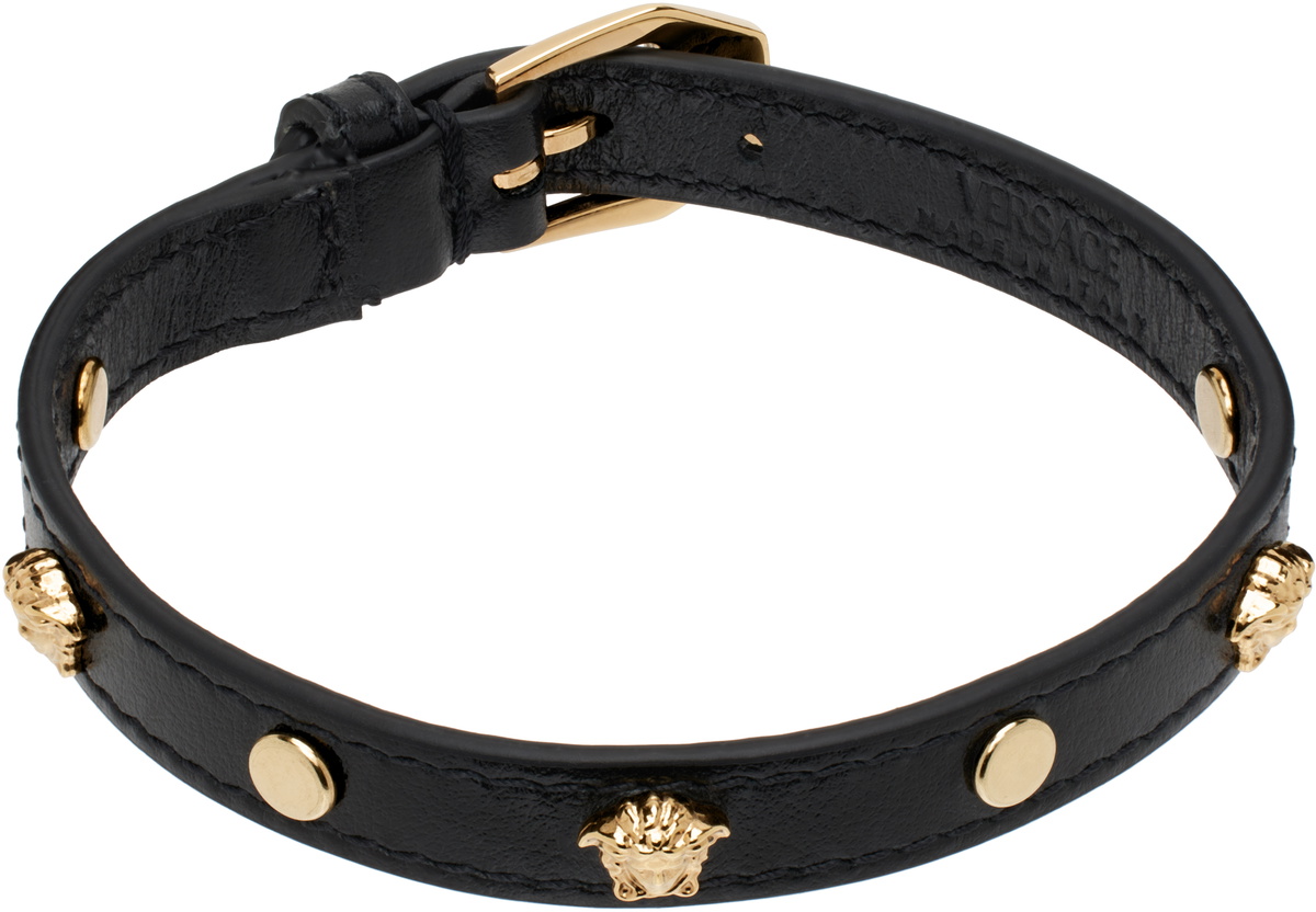 Versace Black Medusa Leather Bracelet Versace