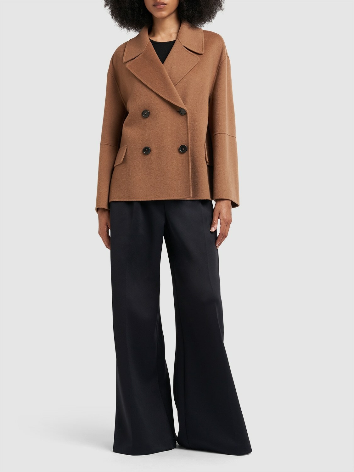 'S MAX MARA Cape Wool Double Breasted Jacket S Max Mara