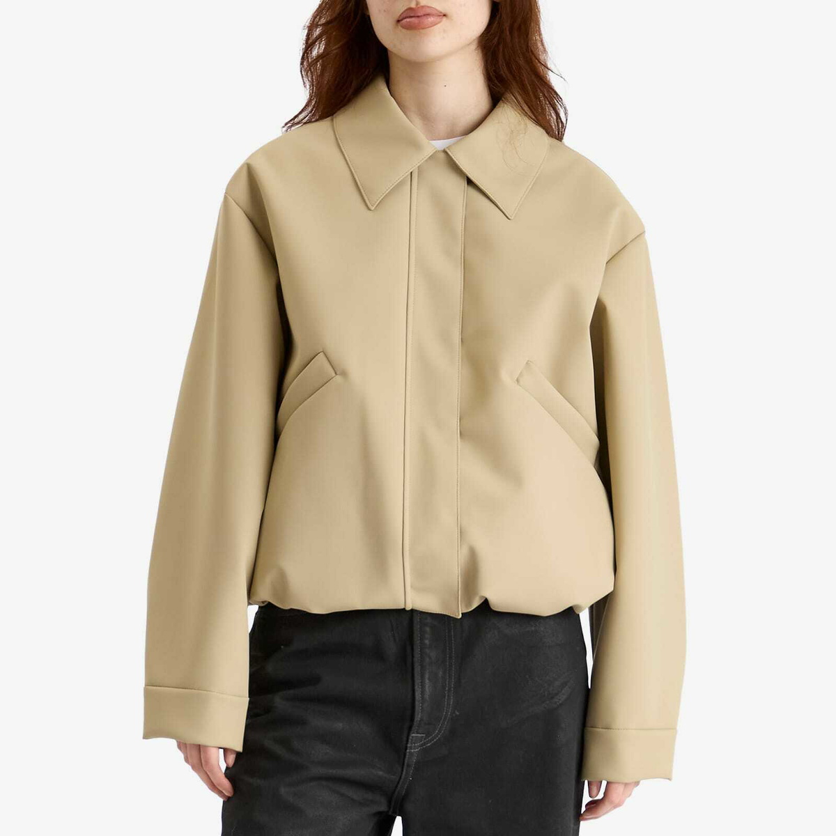 KASSL Editions Women's Short Bomber Jacket in Beige Kassl Editions