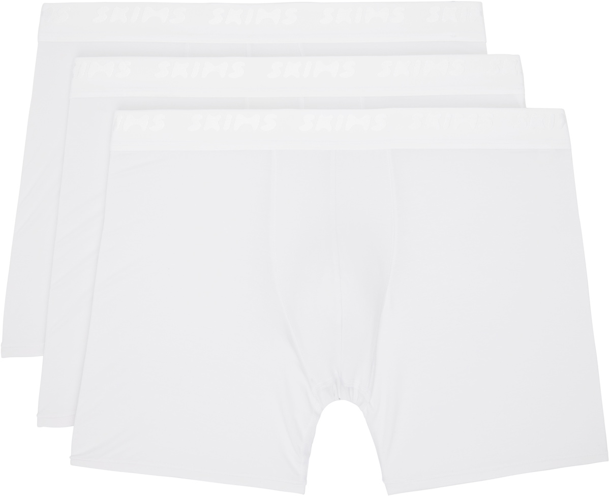 SKIMS Three-Pack White SKIMS Stretch 5 Boxer Briefs SKIMS
