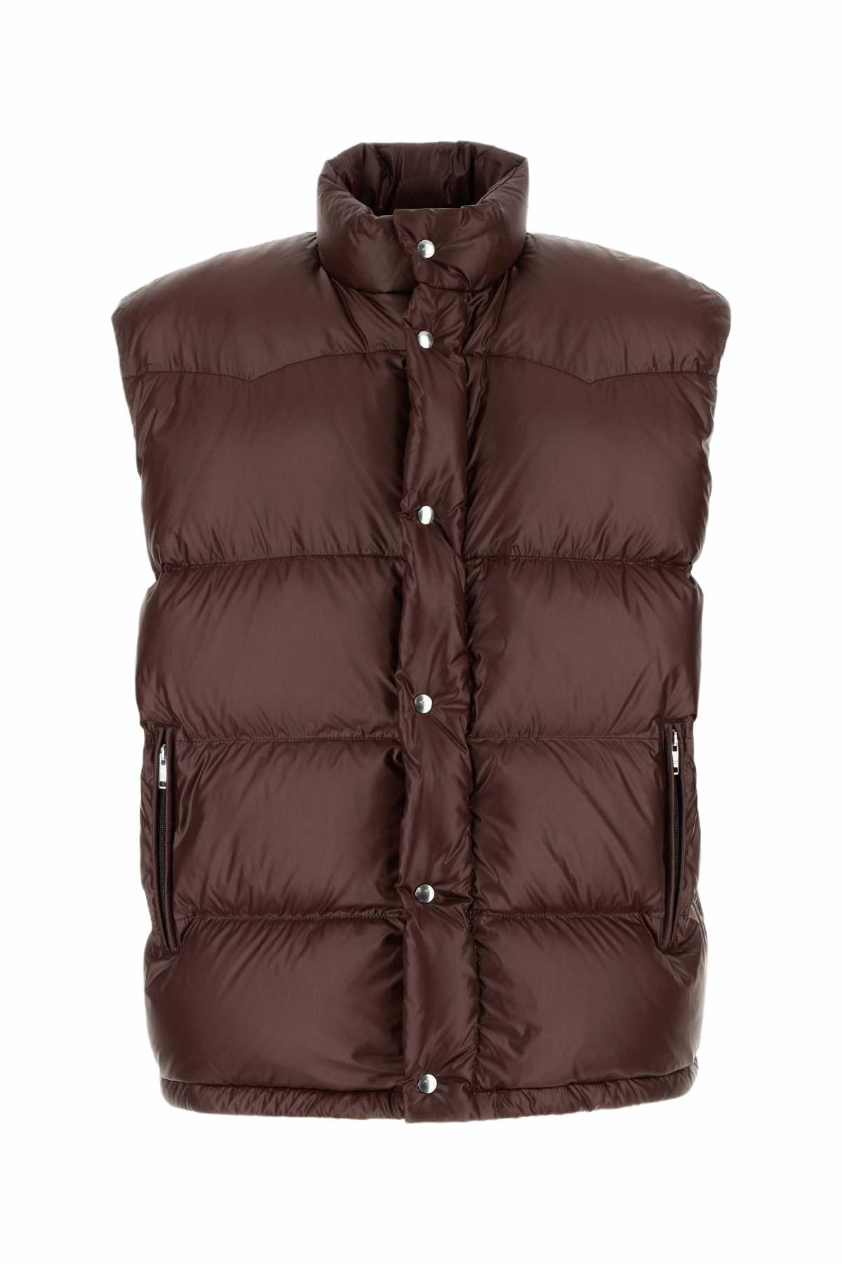 Prada Chocolate Re-nylon Sleeveless Down Jacket Prada