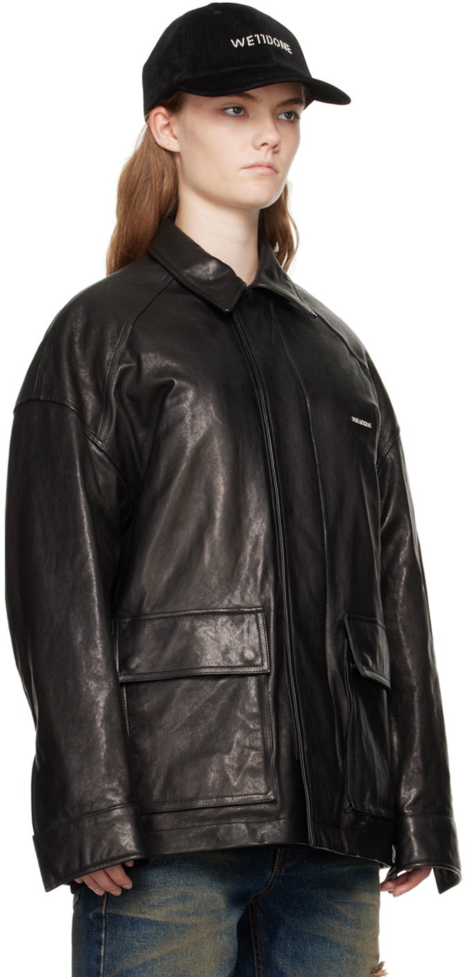 We11done Black Padded Leather Jacket We11done