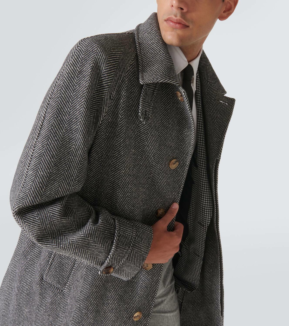Brunello Cucinelli Herringbone wool and silk-blend coat Brunello Cucinelli
