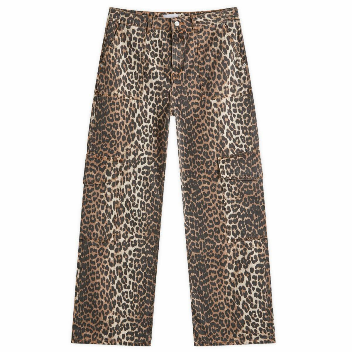 GANNI Women's Printed Denim Agni Jeans in Leopard GANNI