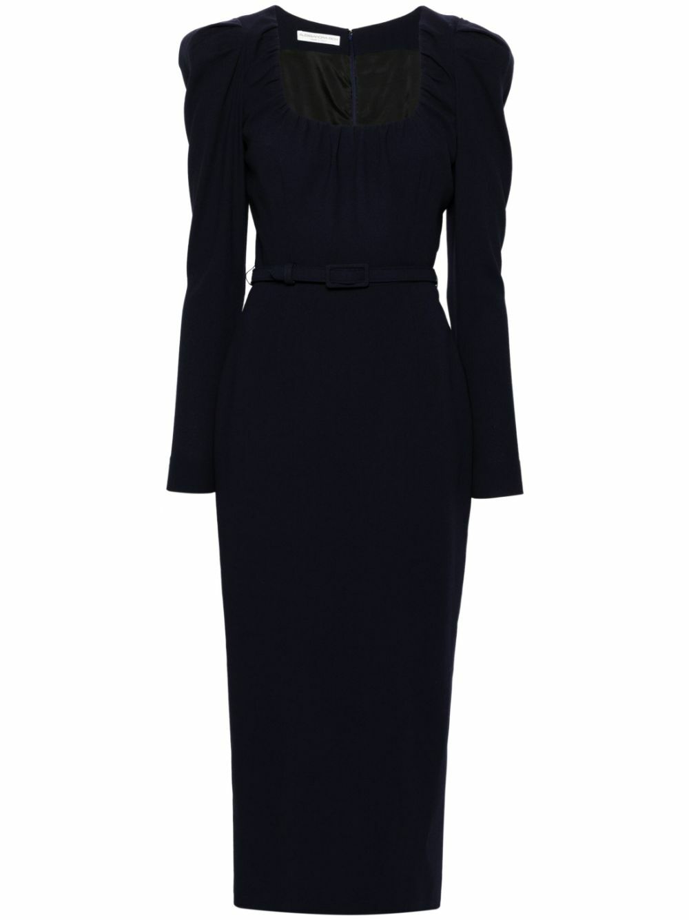 Alessandra Rich Blue Belted Wool Midi Dress Alessandra Rich