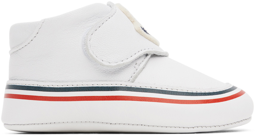 Moncler Enfant Baby White Leather Pre-Walkers Moncler Enfant