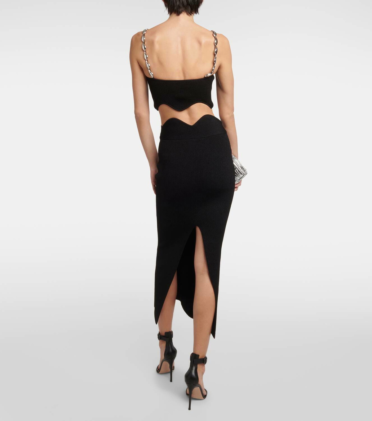 Galvan Marina Wave crop top and midi skirt set Galvan