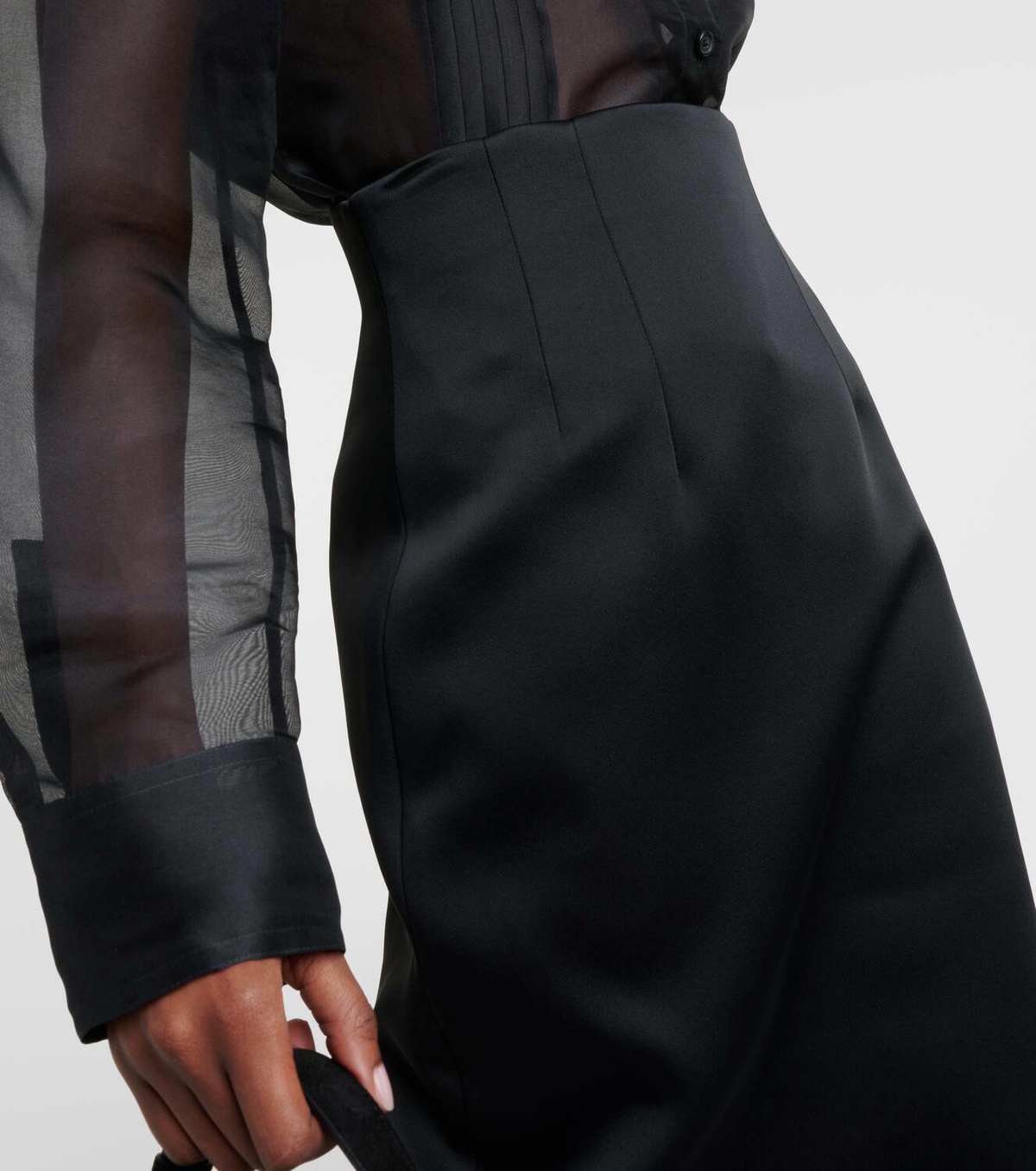Khaite Loxley high-rise satin pencil skirt Khaite