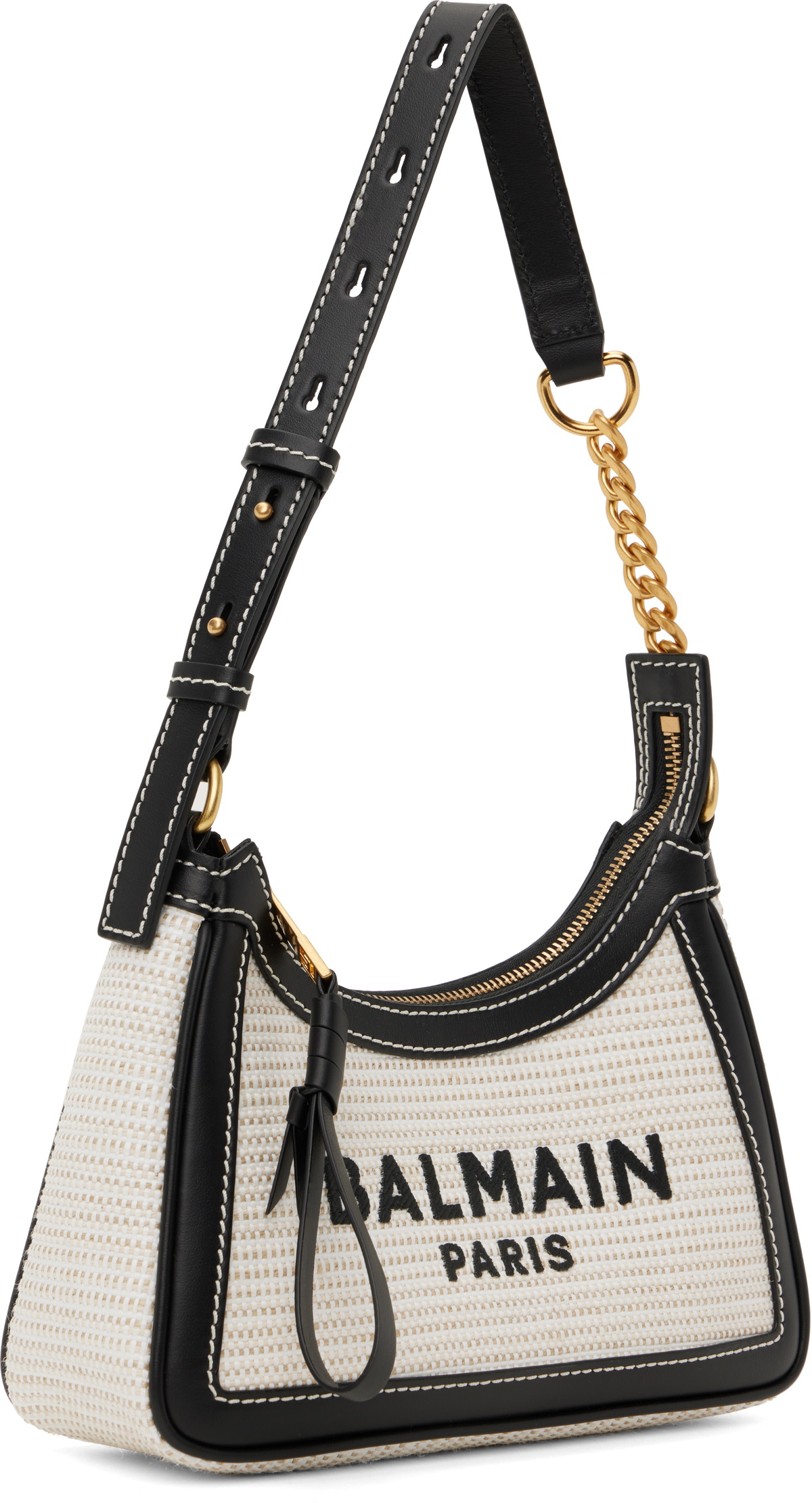 Balmain Beige Raffia B-Army Shoulder Bag Balmain
