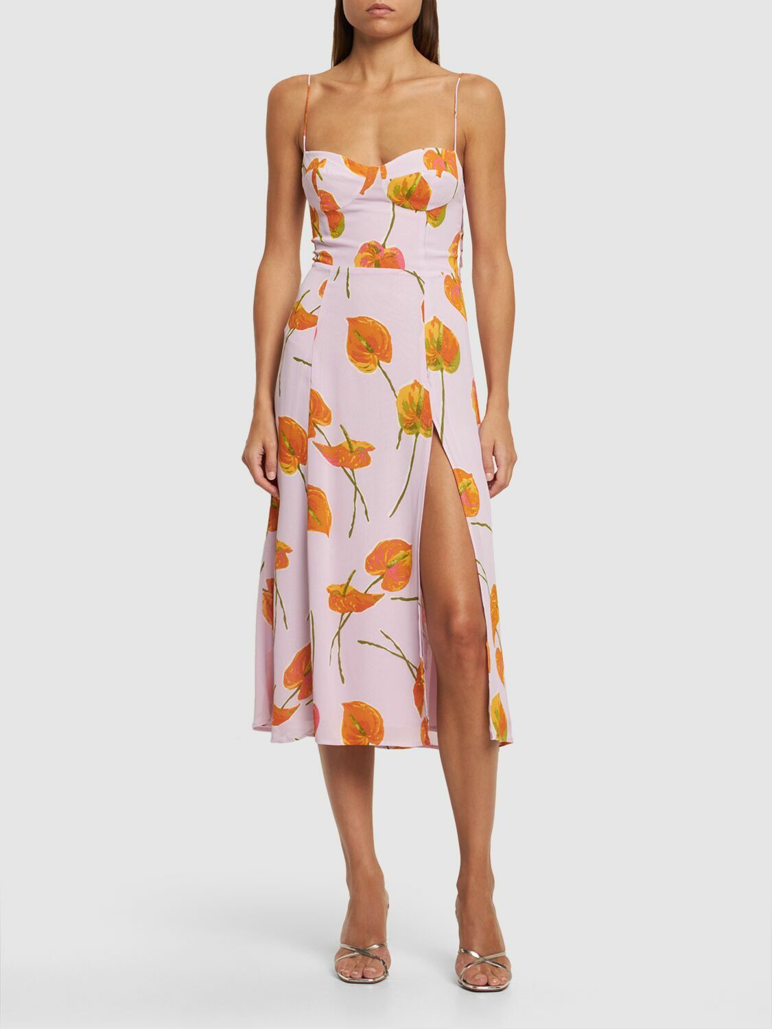 REFORMATION - Juliette Flower Print Viscose Midi Dress Reformation