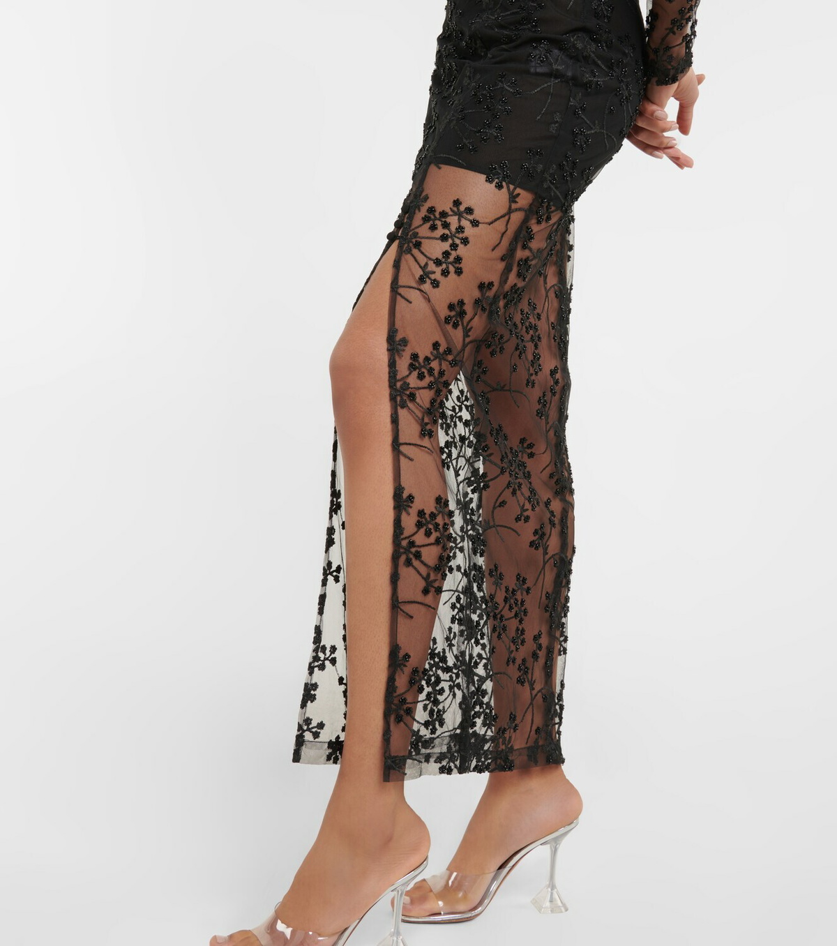 Rotate Birger Christensen High-neck floral mesh midi dress ROTATE ...