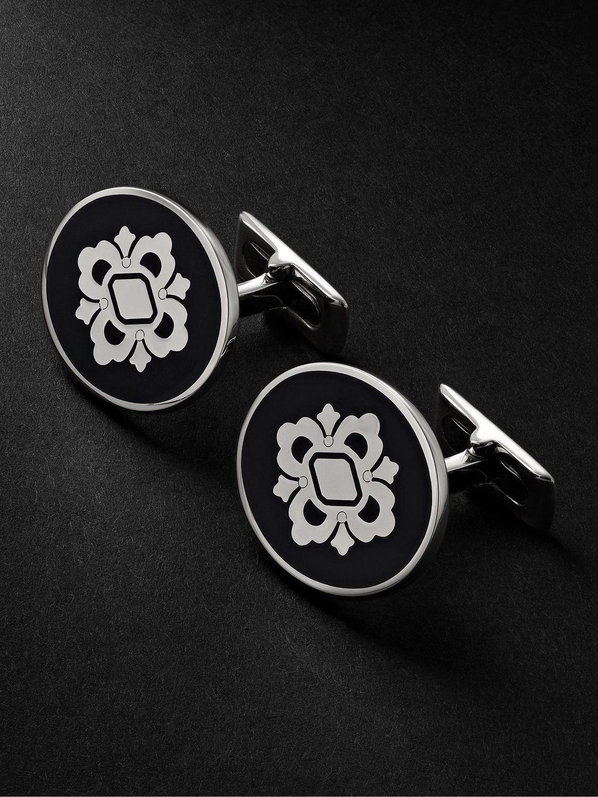 BUCCELLATI - Opera Gentlemen Silver Enamel Cufflinks Buccellati