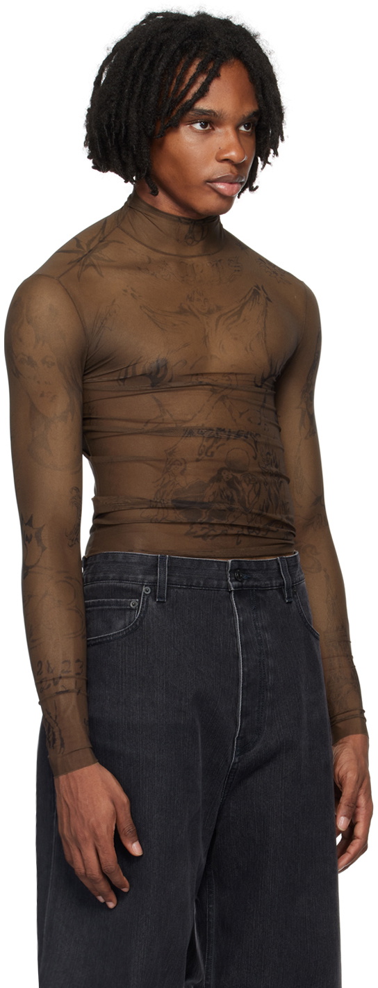 Balenciaga Brown Tat Turtleneck Balenciaga