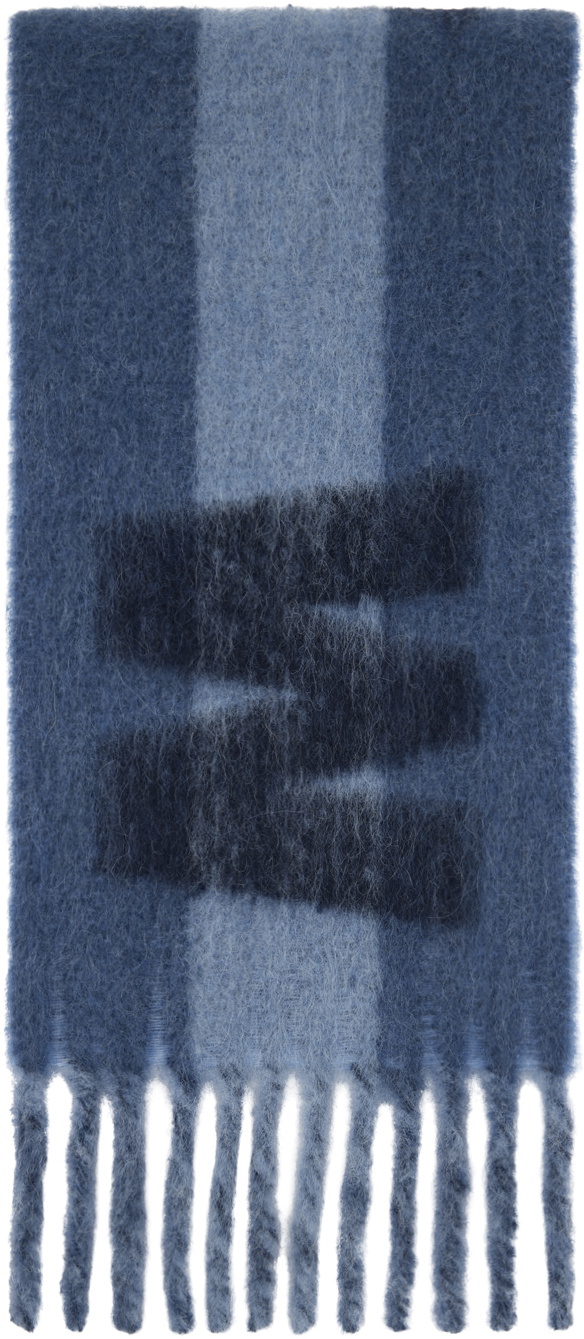 Marni Blue 'Marni' Logo Scarf Marni