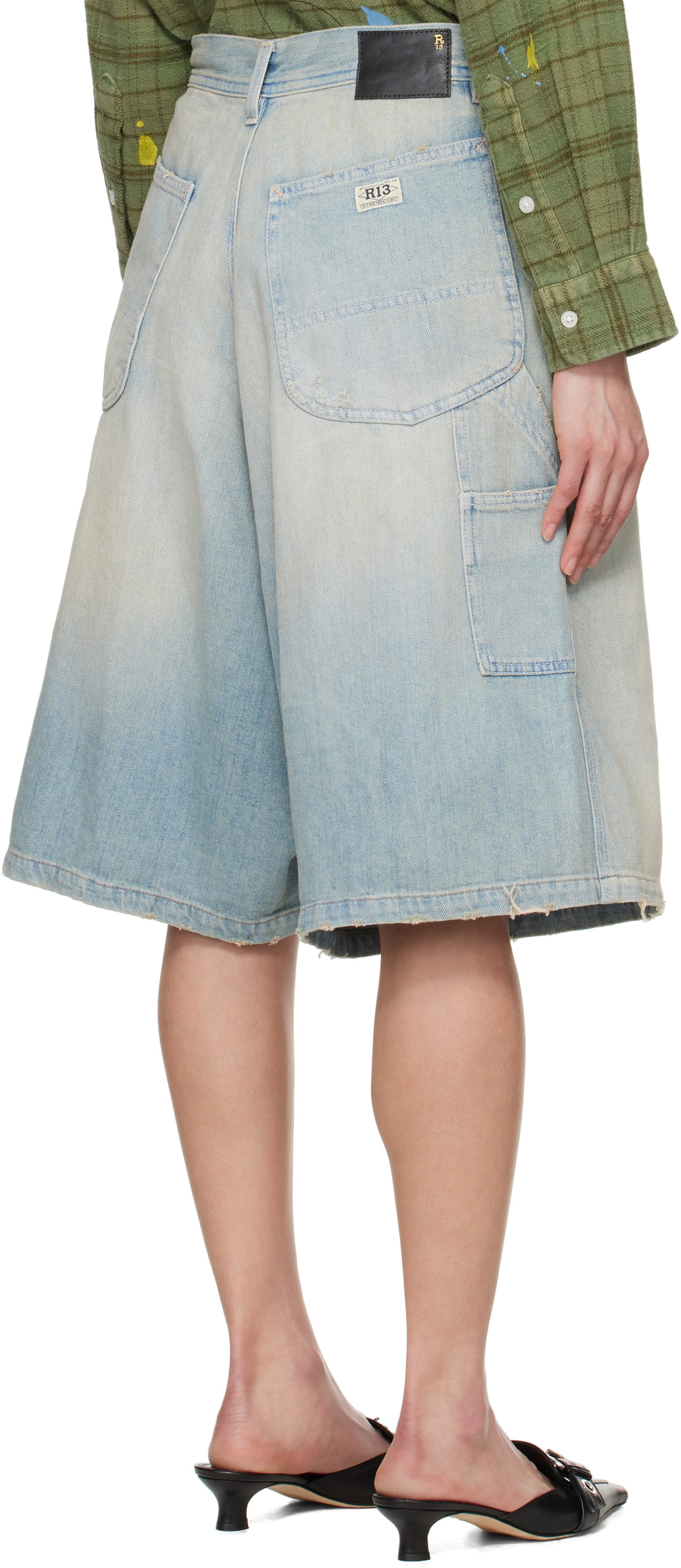 R13 Blue Baggy Jesse Carpenter Denim Shorts R13