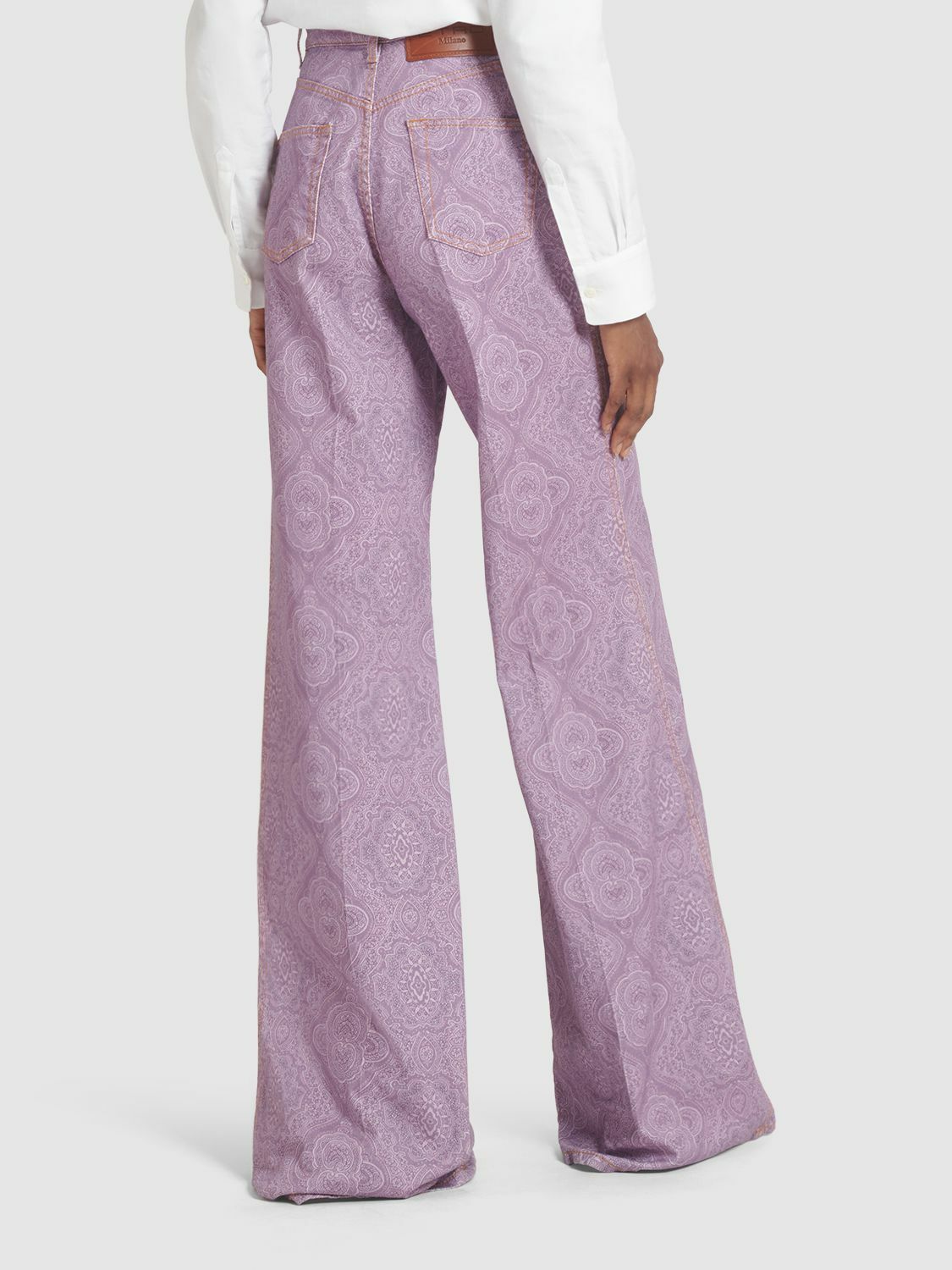 ETRO - Printed Cotton Denim Flared Jeans Etro