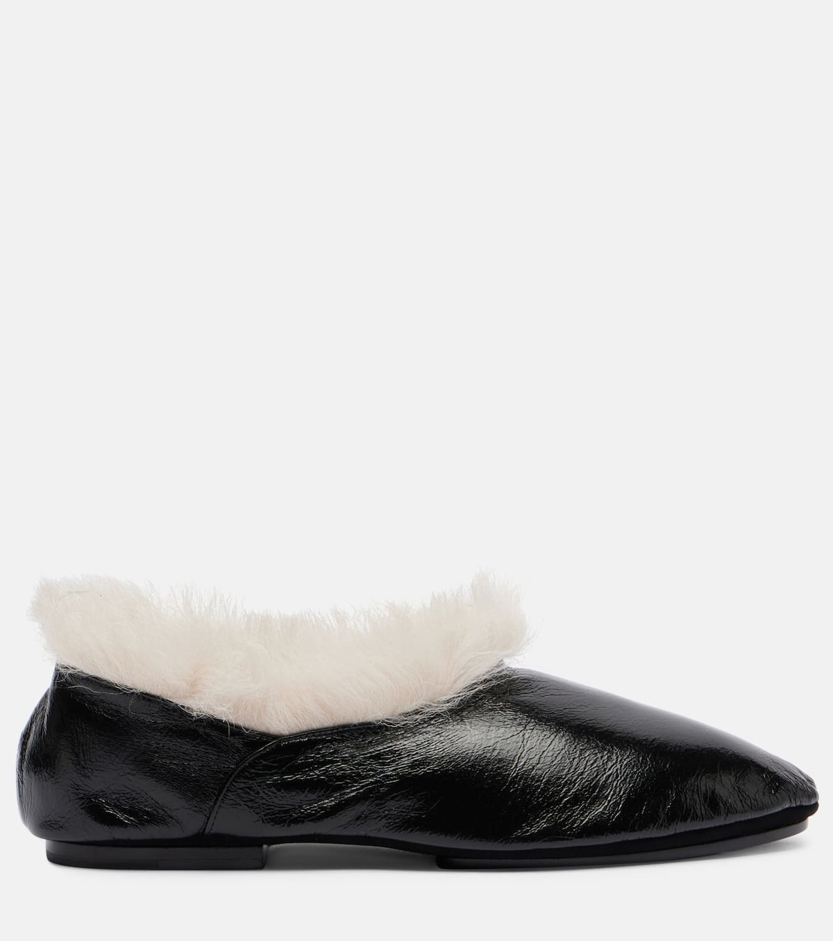 Jil Sander Shearling-trimmed leather slip-on shoes Jil Sander