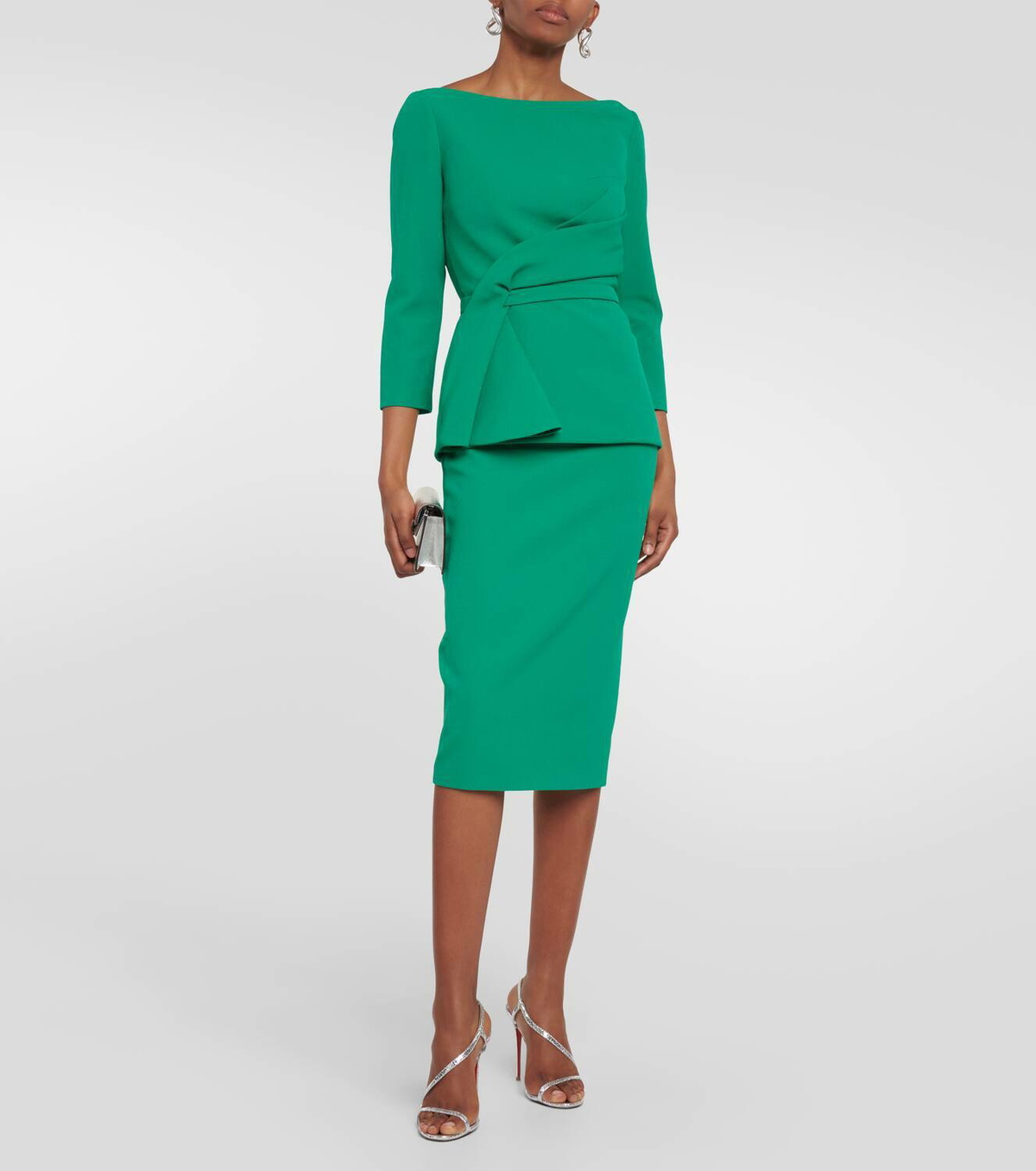 Safiyaa Draped crêpe midi dress Safiyaa